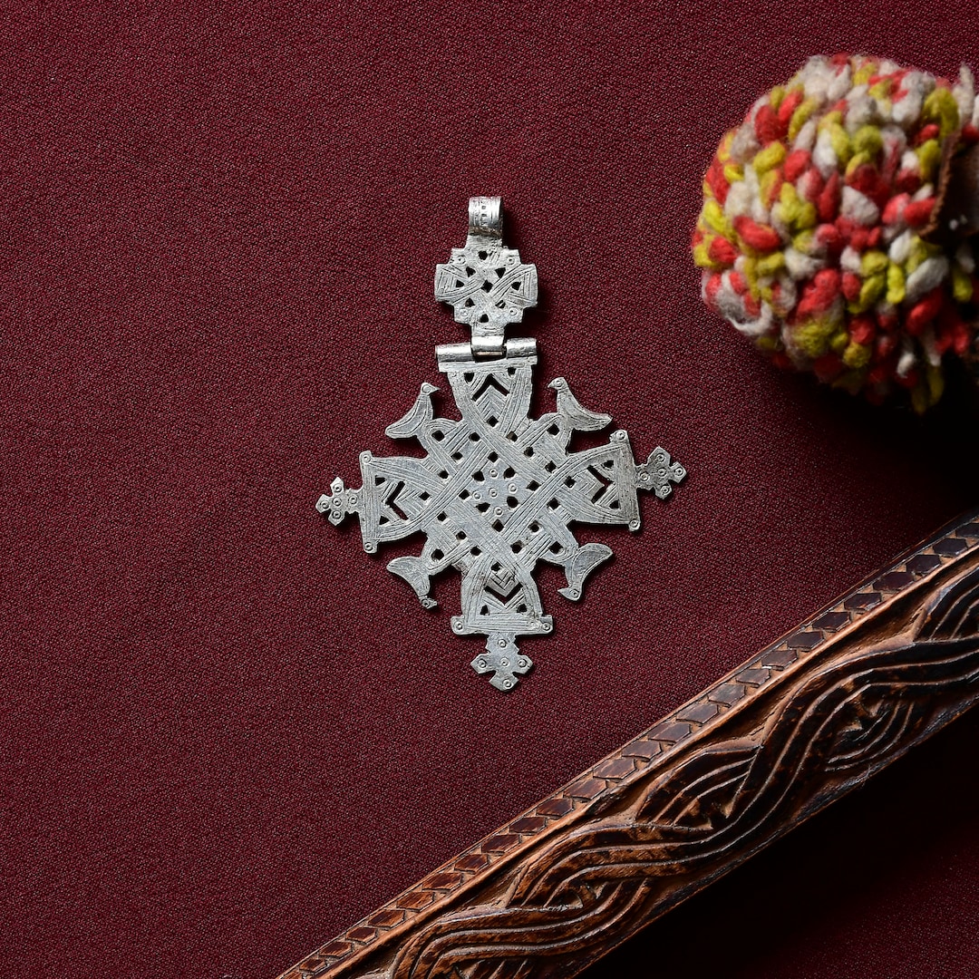 Ethiopian Silver Neck Cross Coptic Cross Pendant Maria Theresa - Etsy