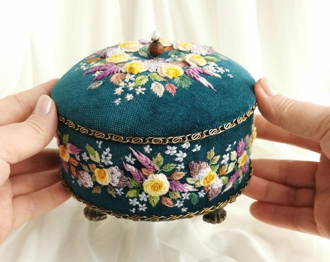 Unique, Rare and Exquisite Velvet Storage Box Hand Embroidered and ...