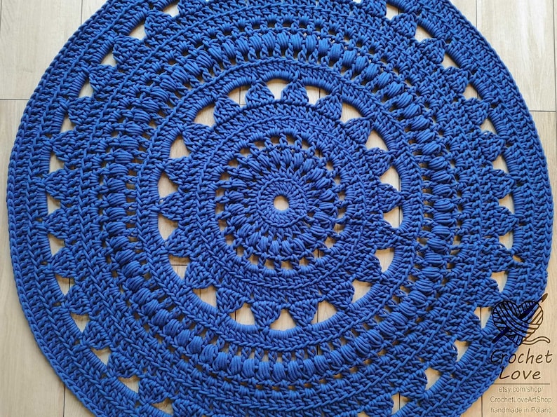 Handmade Large Round Crochet Rug Doily Rug, Cotton Cord Rug, Natural ...