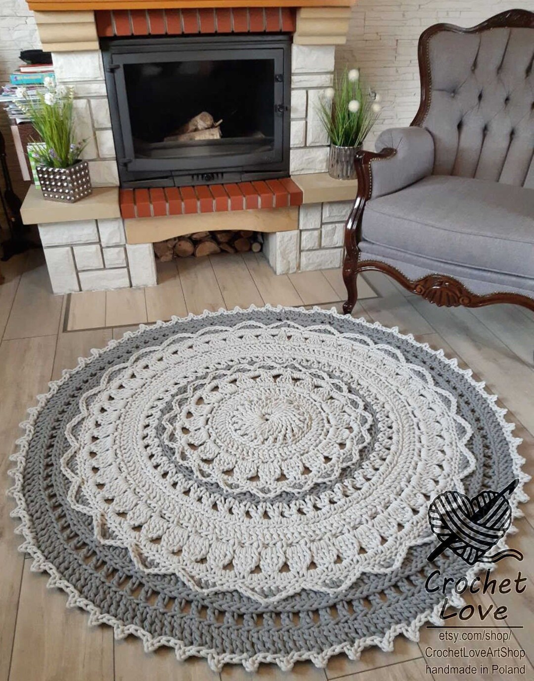 Handmade Large Round Crochet Rug 130 Cm (51 In) Doily Rug, Cotton Cord ...