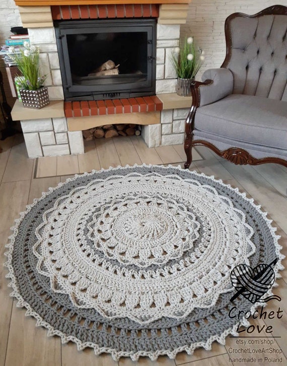 Handmade Large Round Crochet Rug 130 Cm 51 In Doily Rug | Etsy