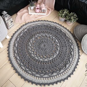 Handmade Large Round Crochet Rug 130 Cm (51 In) Doily Rug, Cotton Cord ...