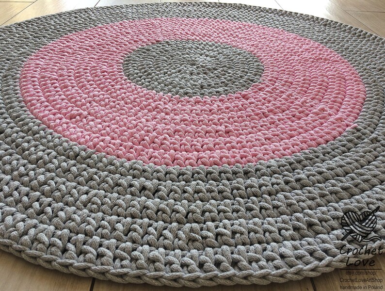 Modern CROCHET RUG, Round Crochet Rug, Children Rug, Nursery Crochet ...