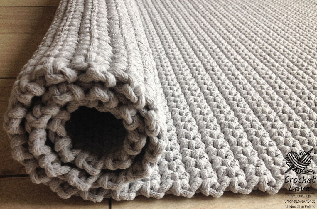 Rectangular CROCHET RUG, Rectangular Carpet, Crochet Rug, Knitt Carpet ...