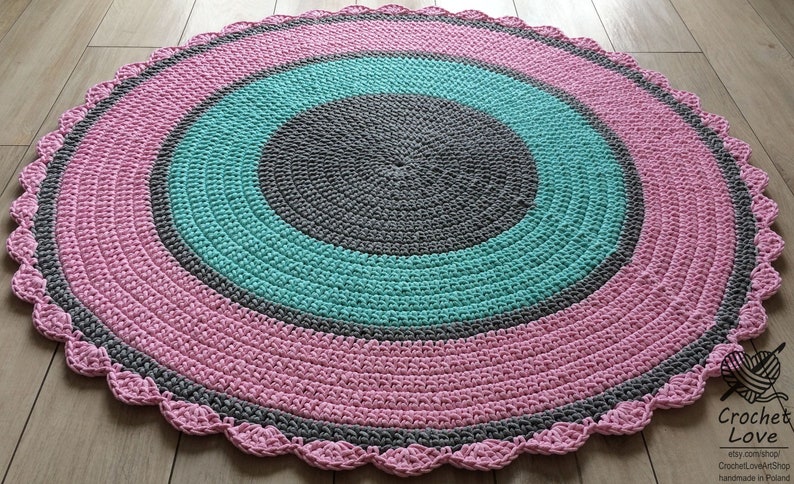Modern CROCHET RUG, Round Crochet Rug, Children Rug, Nursery Crochet ...