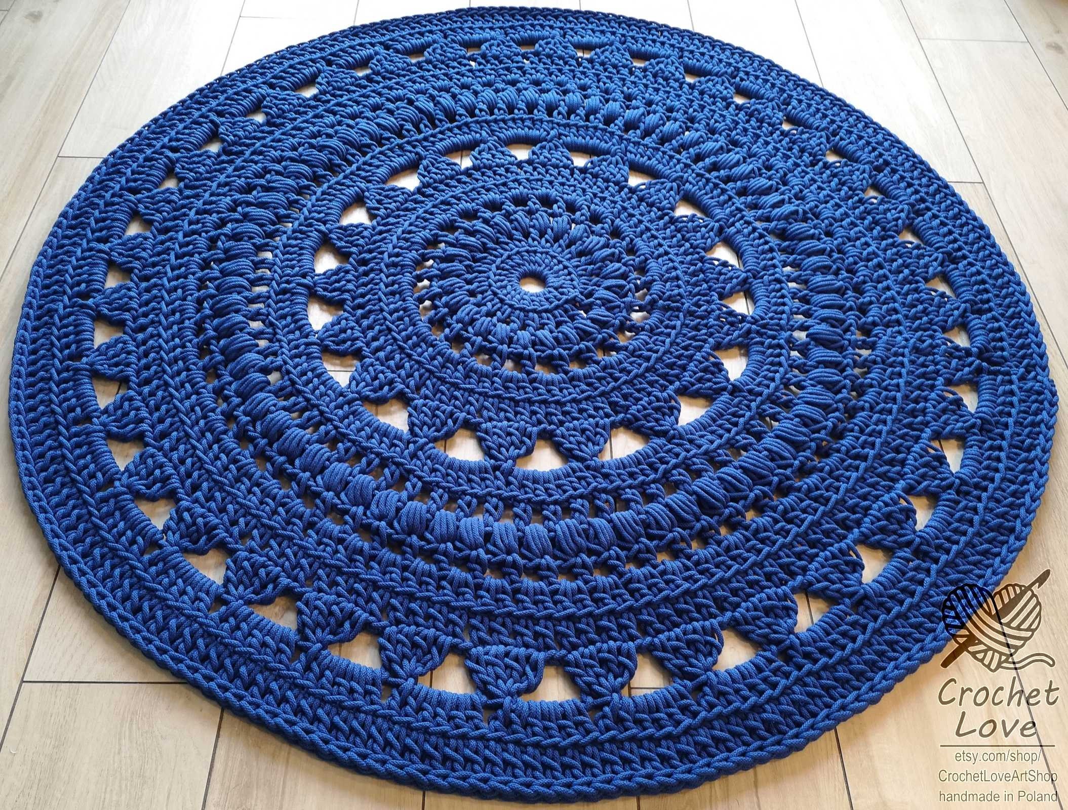 Handmade Large Round Crochet Rug Doily Rug, Cotton Cord Rug, Natural ...