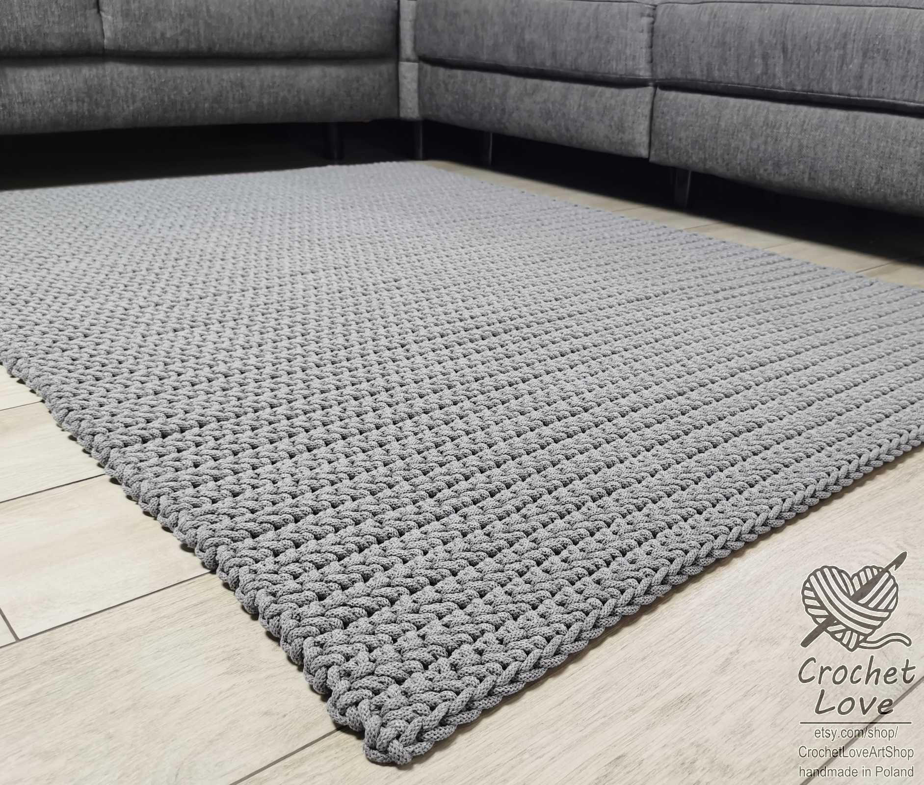 Many Colors, Rectangular Simple CROCHET RUG, Rectangular Carpet ...