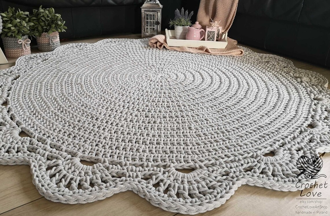Handmade CROCHET RUG Doily Rug Round Rug Crochet Teppiche | Etsy