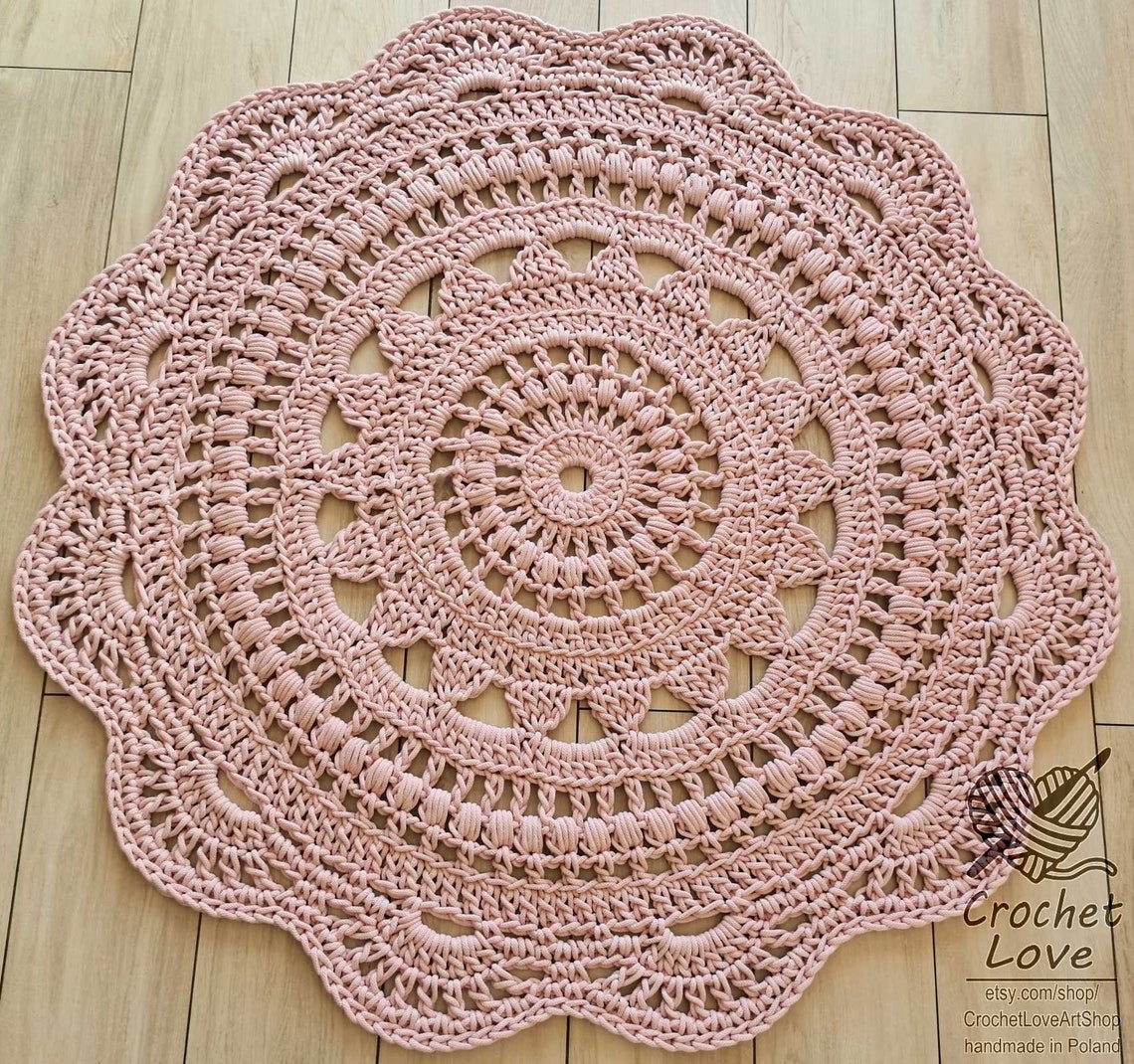 POWDER PINK Crochet Rug Crochet Rug Doily Rug Round Carpet - Etsy