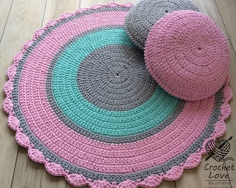 Modern CROCHET RUG, Round Crochet Rug, Children Rug, Nursery Crochet ...
