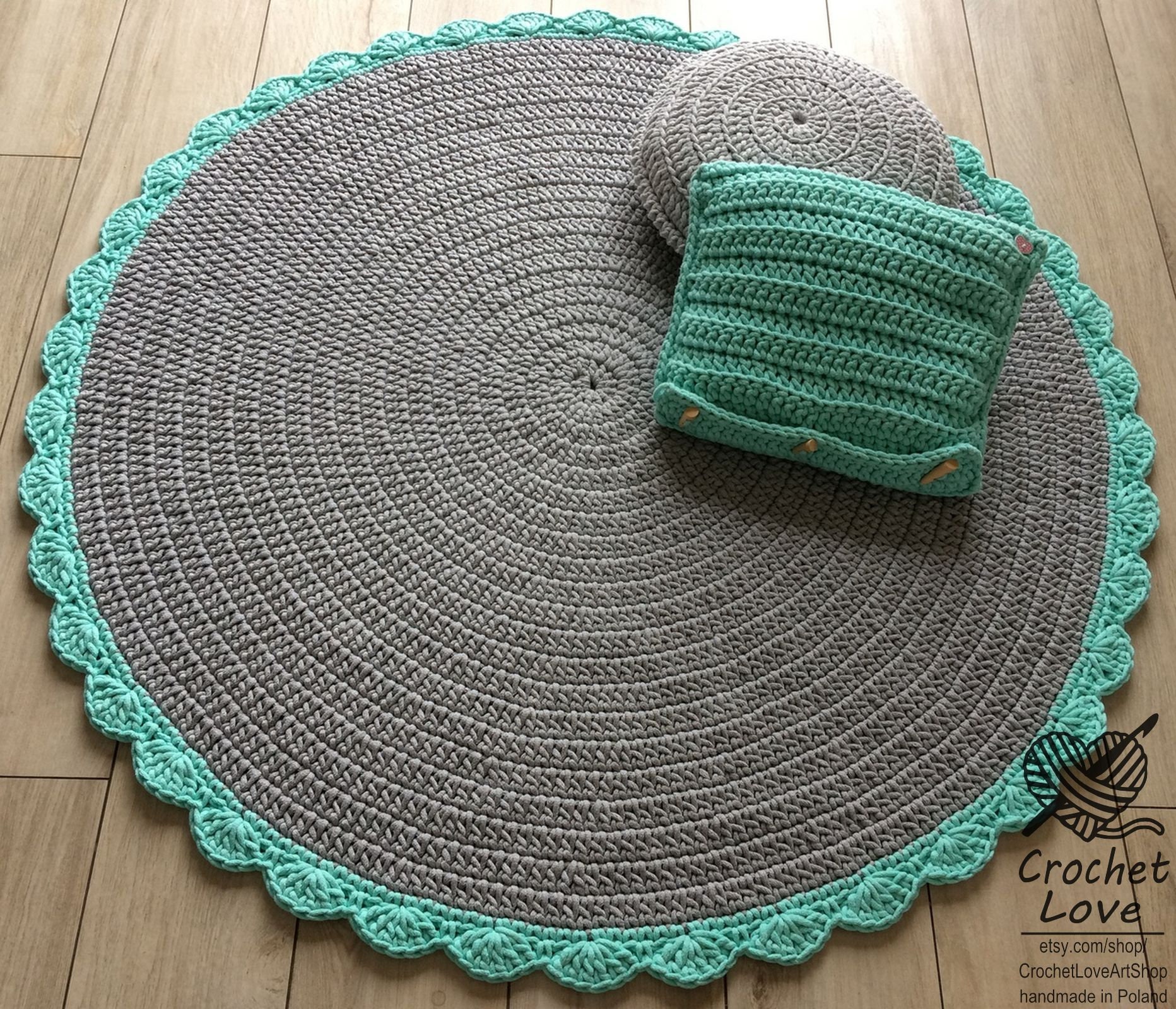 Modern CROCHET RUG, Round Crochet Rug, Children Rug, Nursery Crochet ...