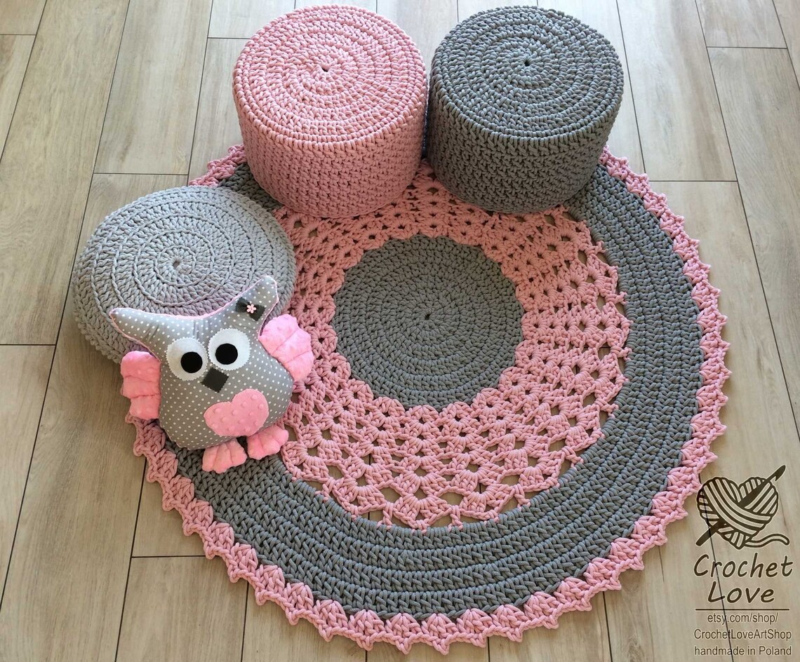 Modern CROCHET RUG Round Crochet Rug Children Rug Nursery - Etsy