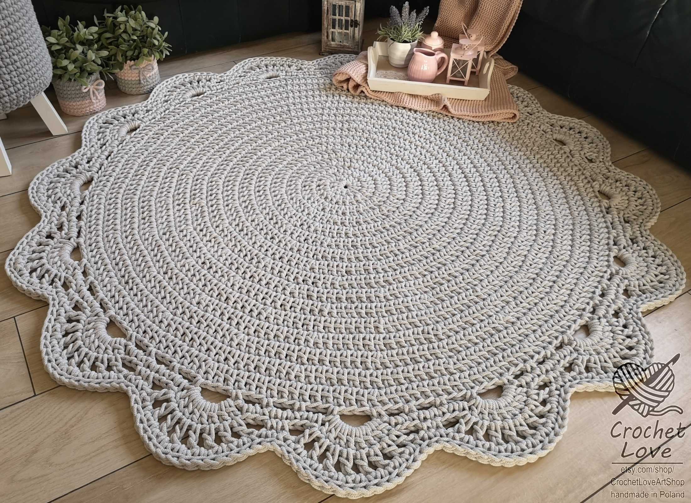 Handmade CROCHET RUG Doily Rug Round Rug Crochet Teppiche | Etsy