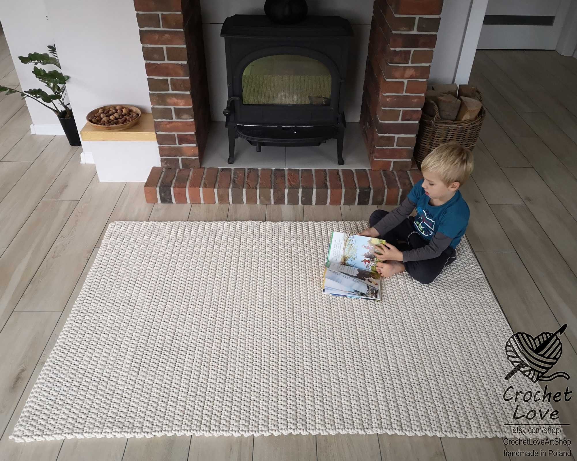 Rectangular CROCHET RUG Rectangular Carpet Crochet Rug | Etsy