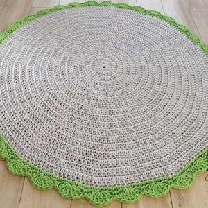 Modern CROCHET RUG, Round Crochet Rug, Children Rug, Nursery Crochet ...