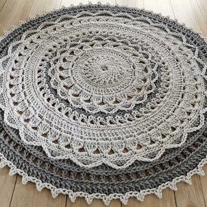 Handmade Large Round Crochet Rug 130 Cm (51 In) Doily Rug, Cotton Cord ...