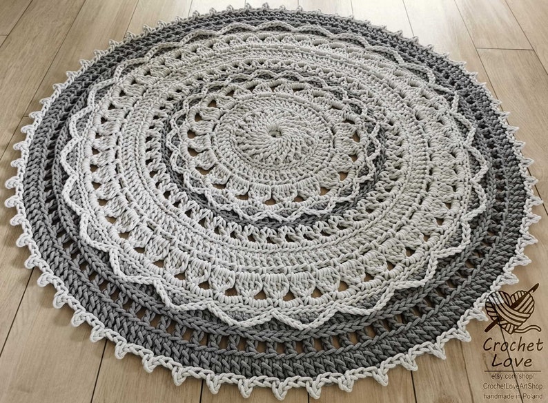 Handmade Large Round Crochet Rug 130 Cm (51 In) Doily Rug, Cotton Cord ...