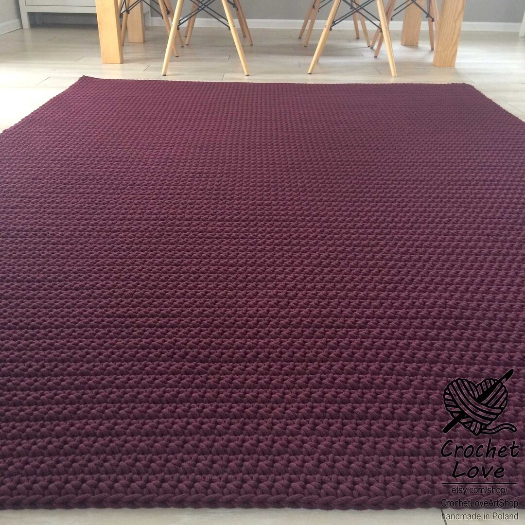 Rectangular CROCHET RUG, Rectangular Carpet, Crochet Rug, Knitt Carpet ...