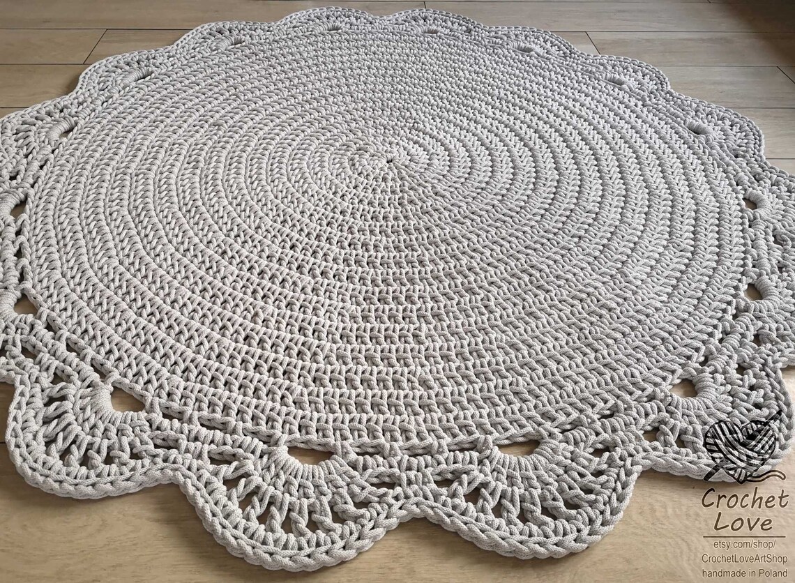 Handmade CROCHET RUG Doily Rug Round Rug Crochet Teppiche | Etsy