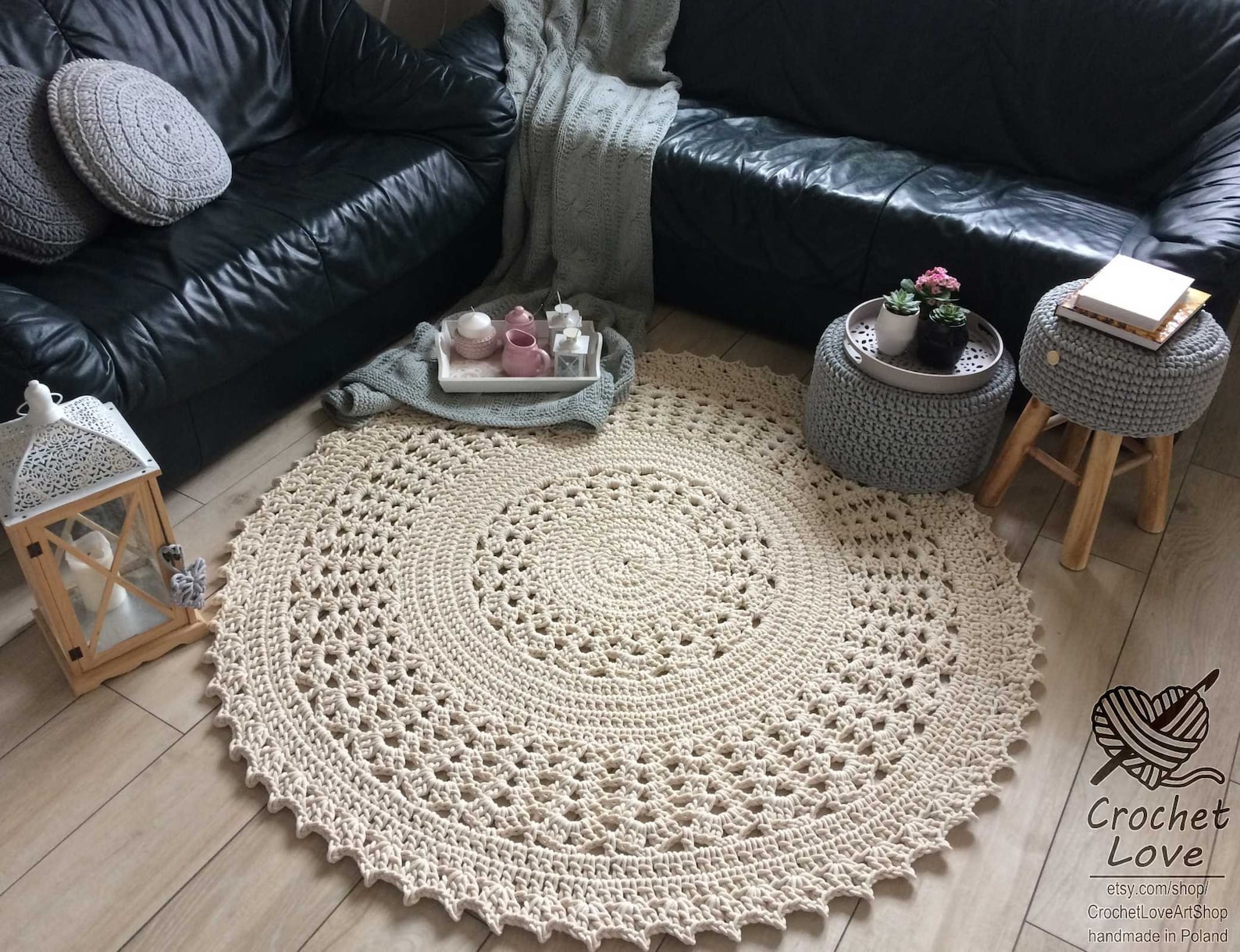 Many Colors, Many Sizes, Modern CROCHET RUG, Round Rug, Teppiche ...