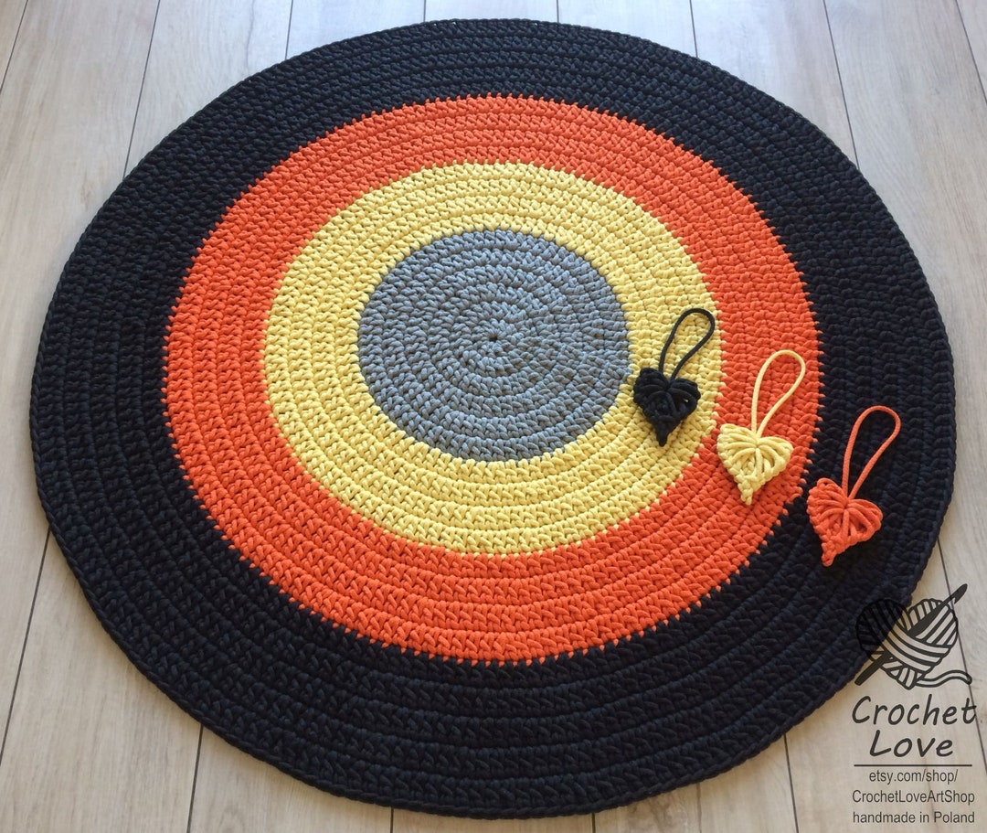 Modern CROCHET RUG, Round Crochet Rug, Children Rug, Nursery Crochet ...