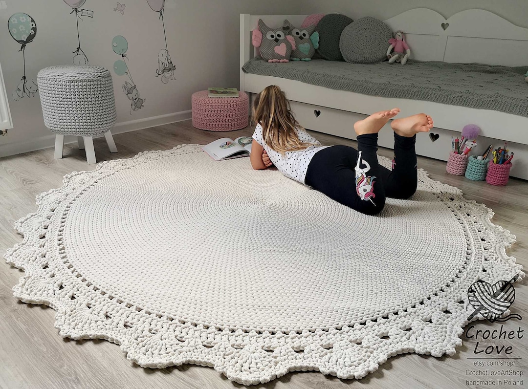 Many Colors, Many Sizes, Handmade ECRU Cream Large Crochet RUG ...