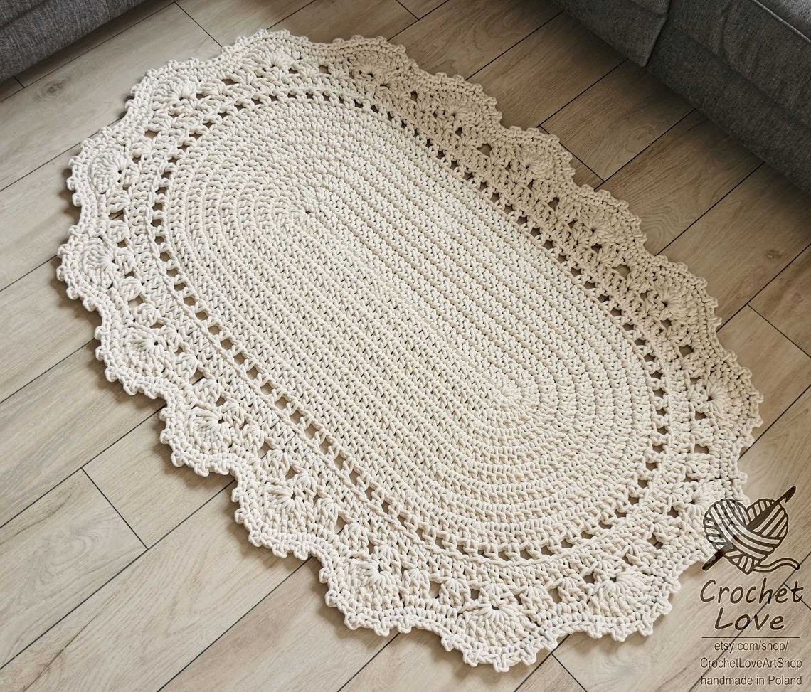 Many Colors, Many Sizes, Modern OVAL CROCHET RUG, Oval Rug Teppiche ...