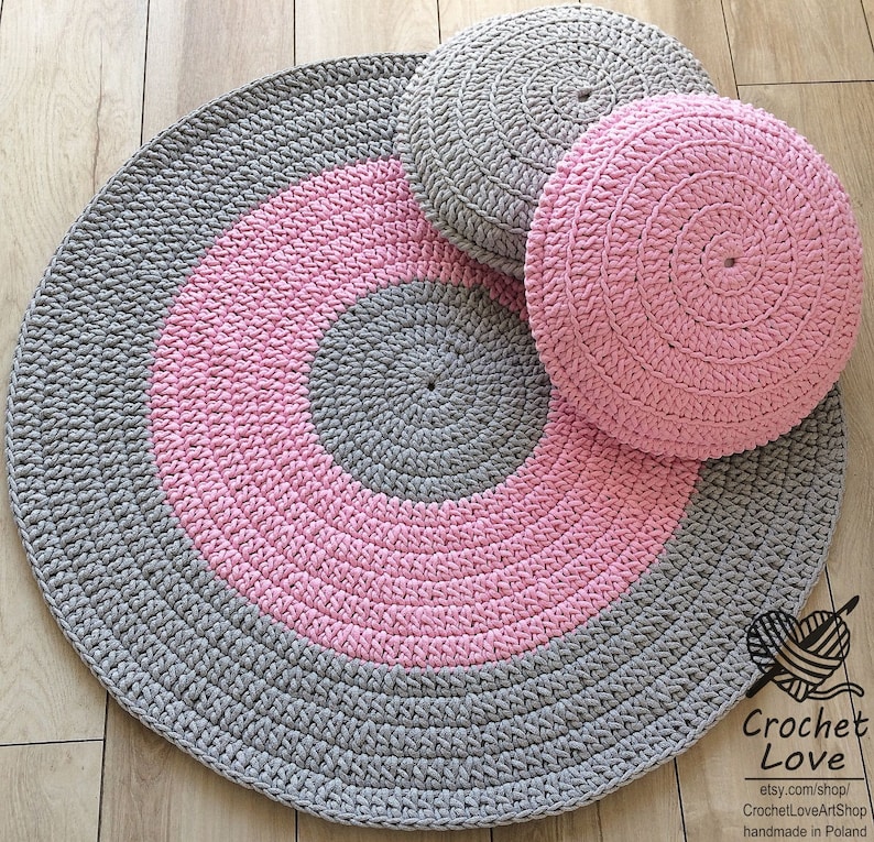 Modern CROCHET RUG, Round Crochet Rug, Children Rug, Nursery Crochet ...