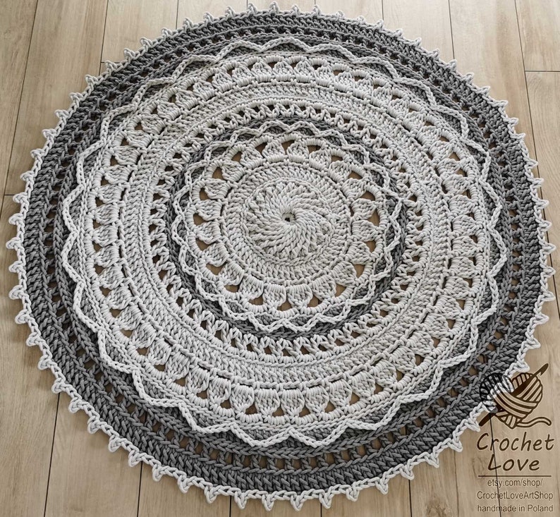 Handmade Large Round Crochet Rug 130 Cm (51 In) Doily Rug, Cotton Cord ...