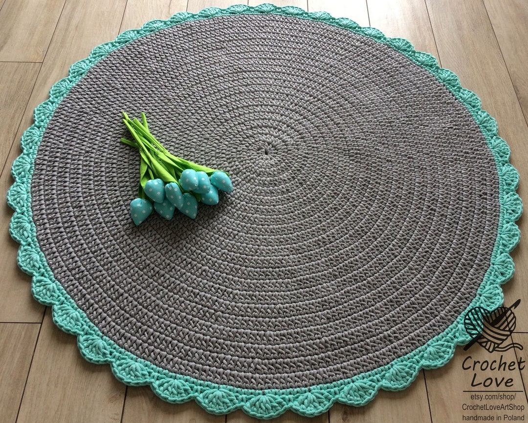 Modern CROCHET RUG, Round Crochet Rug, Children Rug, Nursery Crochet ...