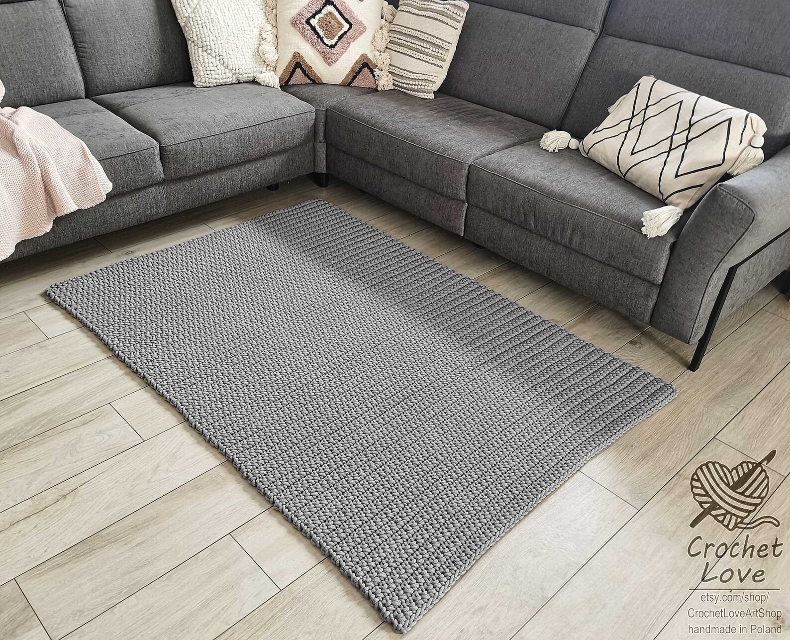 Many Colors, Rectangular Simple CROCHET RUG, Rectangular Carpet ...