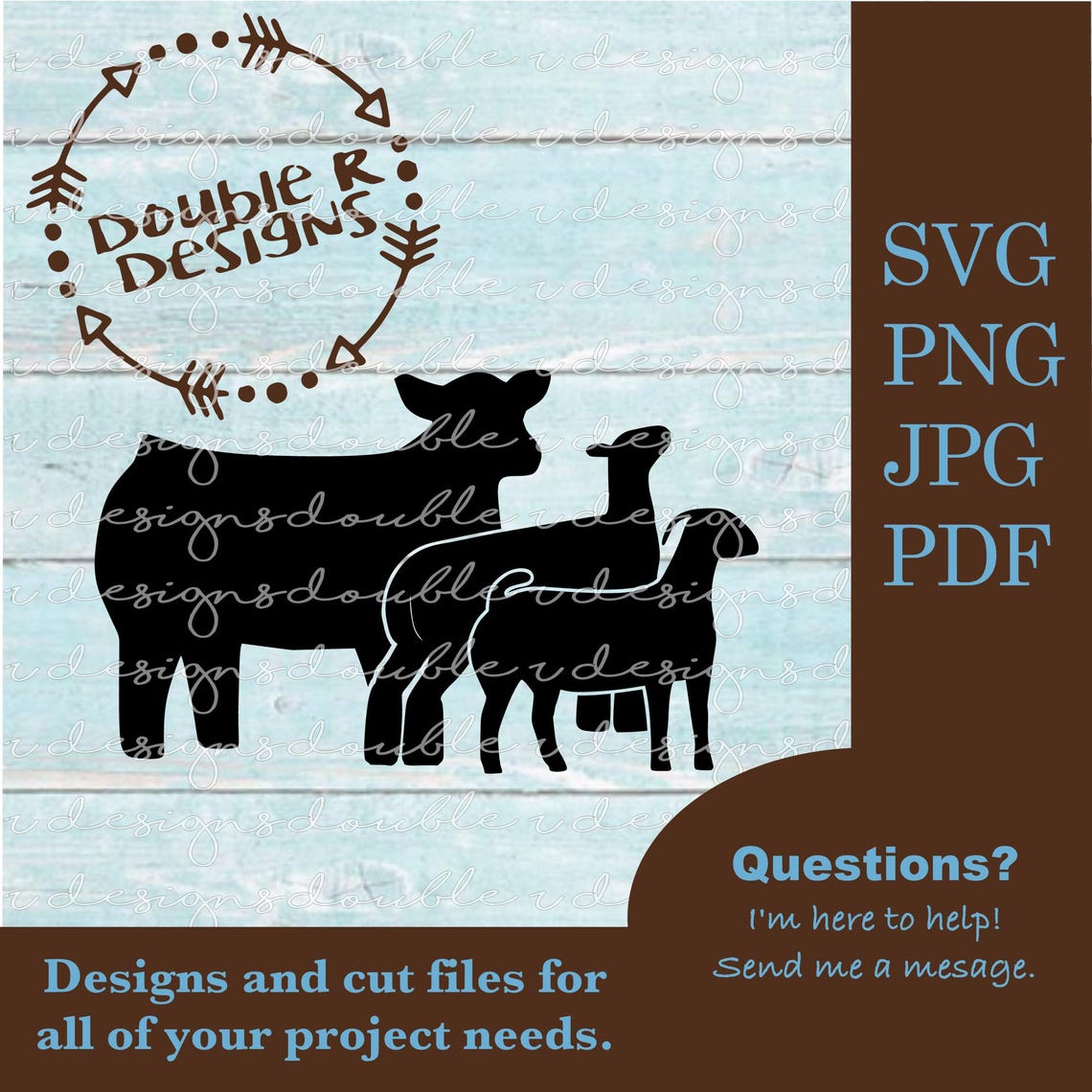 Show Livestock Clipart – Lamb, Calf, Doe, Goat (SVG, JPG, PDF) - Etsy ...