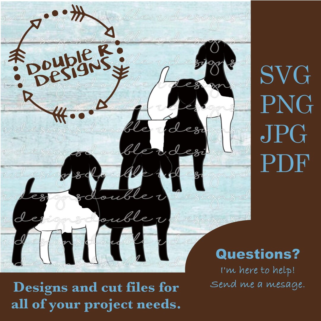 Black Boer Doe Clipart 4 Pk Show Doe (svg, Pdf, Jpg, Png) (digital ...