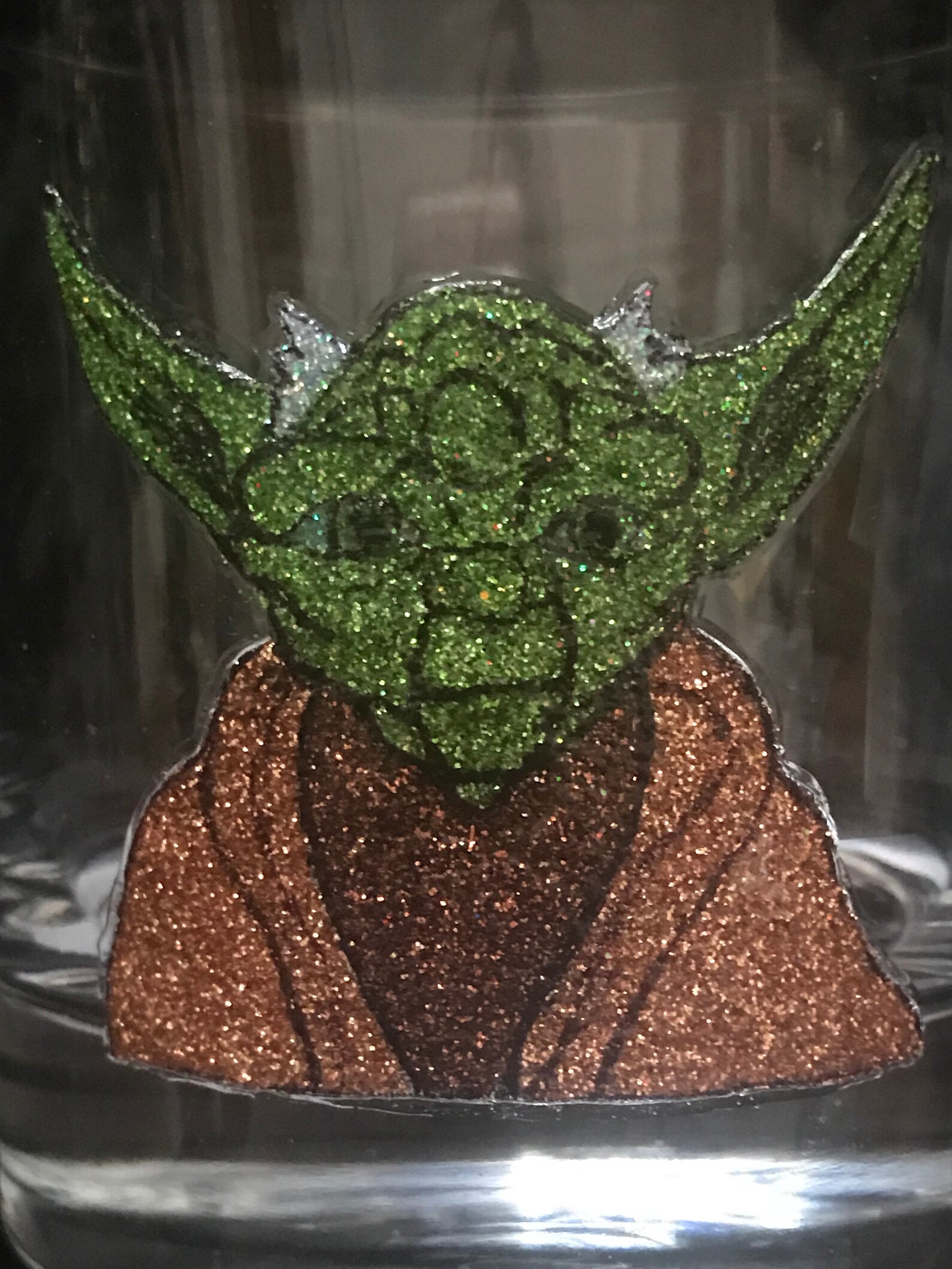 Hand Decorated Yoda Glitter Tumbler Glass - Etsy