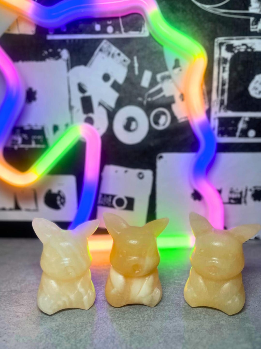 2in Yellow Calcite Pika | Cartoon Anime Decor | Pokemon - Etsy