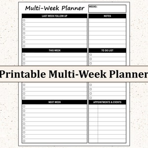 Printable Multi-week Planner Sheet US Letter and A4 Sizes Download ...