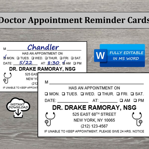 Medical Appointment Reminder Cards - Etsy