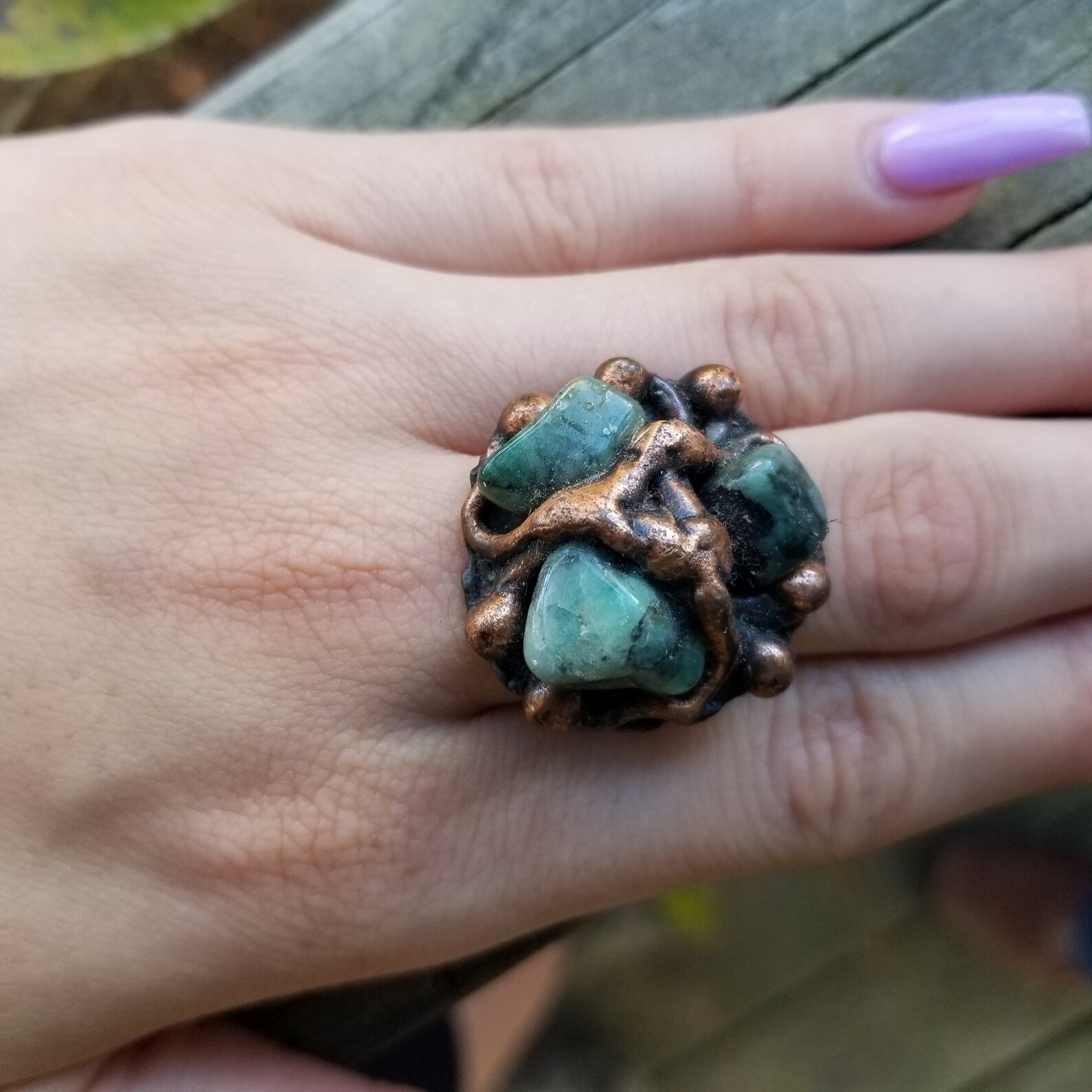 The Carnation Ring Copper With Semiprecious Stones - Etsy