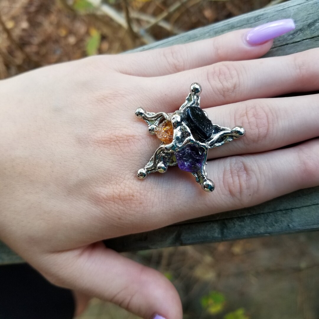 The Star Ring Alpaca Silver With Semiprecious Stones - Etsy