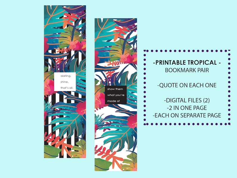 Printable Bookmarks- Tropical Version - Etsy