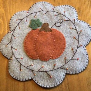 Fall Pumpkin Candle Mat, Penny Rug, Centerpiece, Table Protector ...