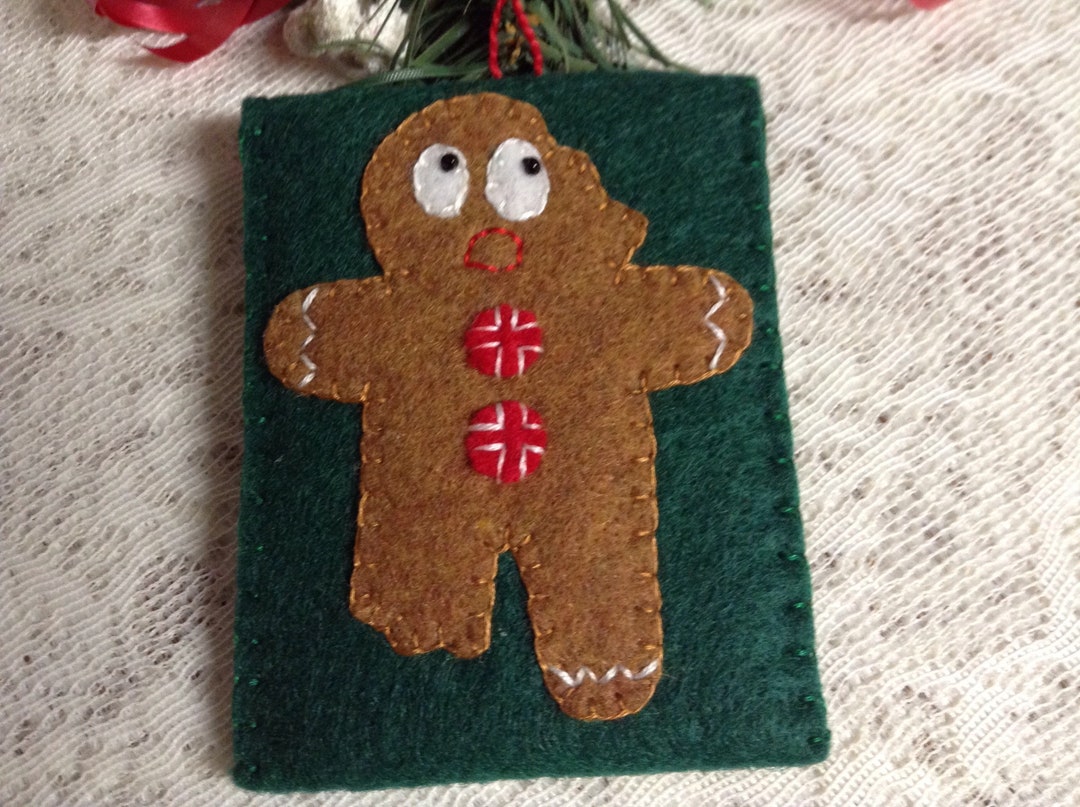 Gingerbread Man Felt Gift Card Holder, Christmas Gift Tag, Ornament ...
