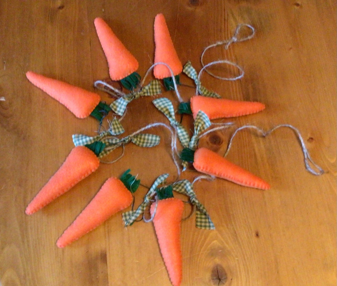Spring Garland, Carrot Accent, Easter Trim, Tree Decoration, Primitive ...