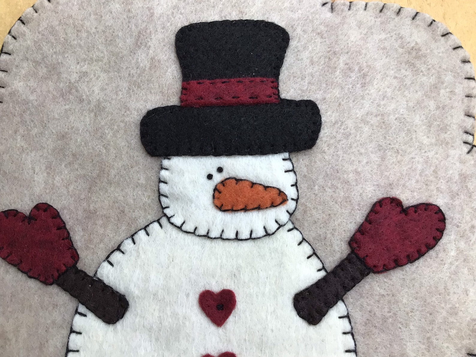Snowman Candle Mat, Felt Penny Rug, Centerpiece, Table Accent, Prim ...