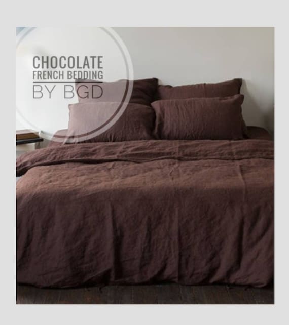 Nutmeg Brown Chocolate Linen Sheet Set. Flax Bedding. Linen - Etsy