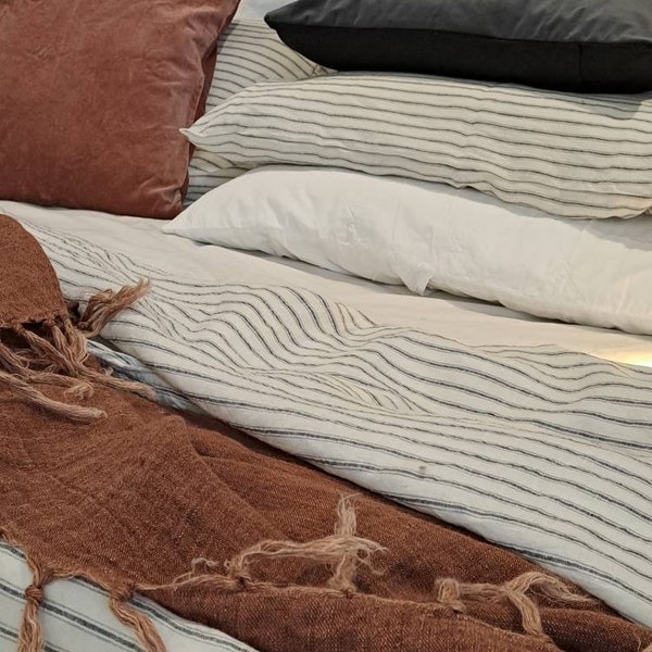 Striped Linen Duvet - Etsy