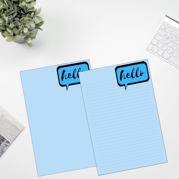 Minimalist Hello Printable Letter Writing Paper 8.5x11 Lined | Etsy