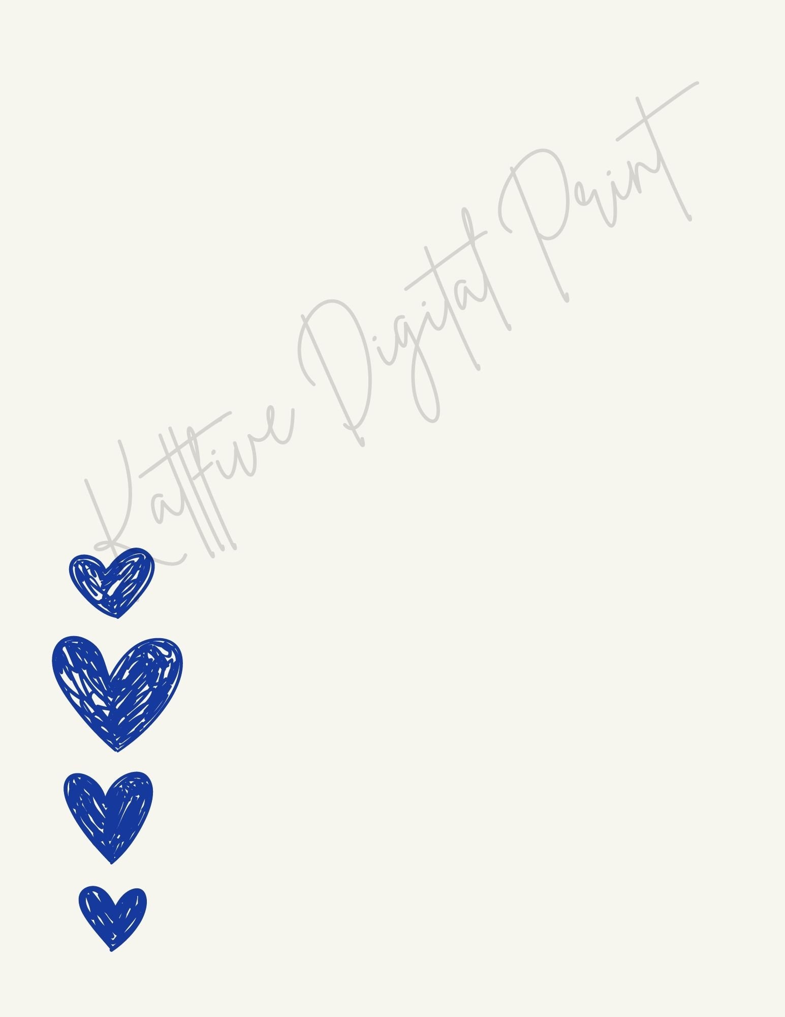 Whimsical Blue Heart Printable Letter Writing Paper, 8.5x11, Lined ...