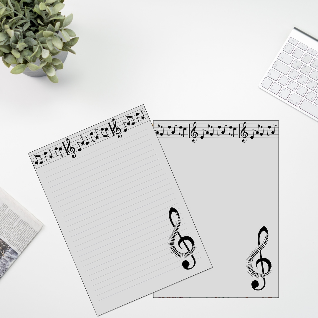 Minimalist Music Note Printable Letter Writing Paper, 8.5x11, Lined ...