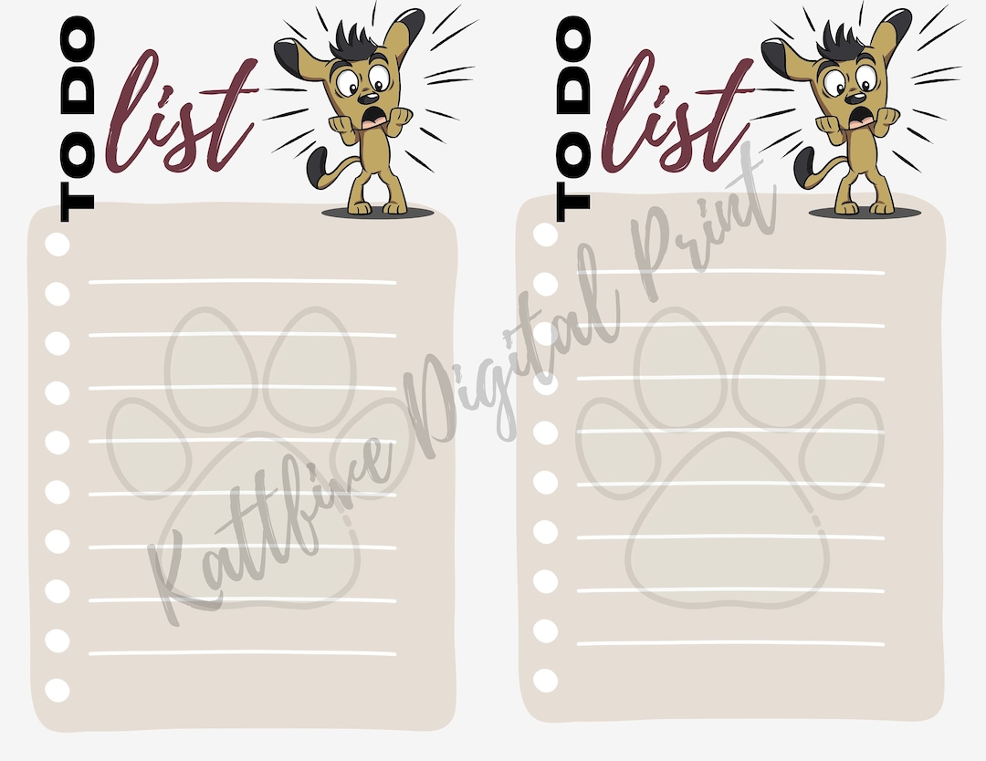 Frantic Puppy Printable to Do List, Digital Download Print as Many as ...